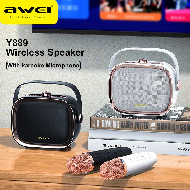 Awei Y889 Karaoke Bluetooth 5.0 Speaker Portable Mini Speaker With Mic ...