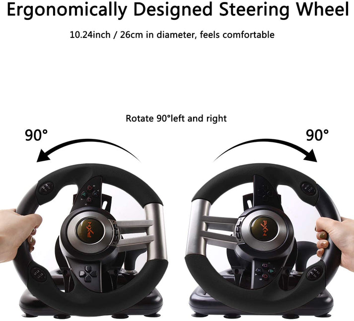 PXN-V3 Pro 180° Competition Racing Steering Wheel with Pedal ...