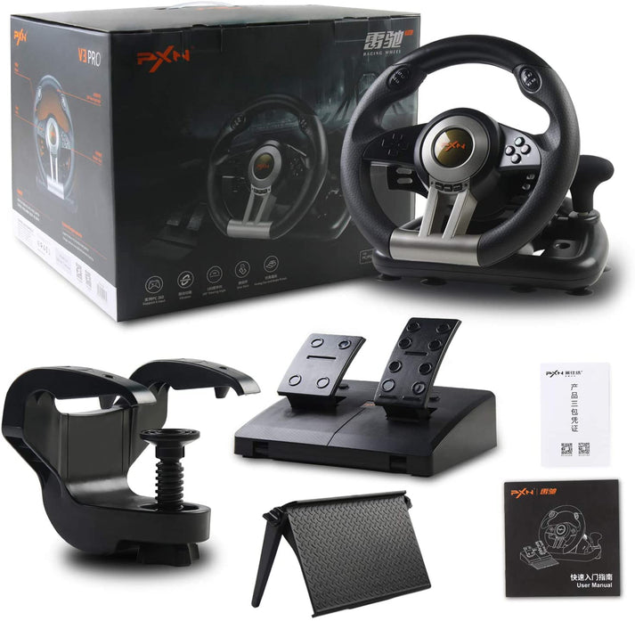 PXN-V3 Pro 180° Competition Racing Steering Wheel with Pedal ...