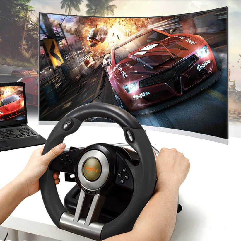PXN-V3 Pro 180° Competition Racing Steering Wheel with Pedal ...