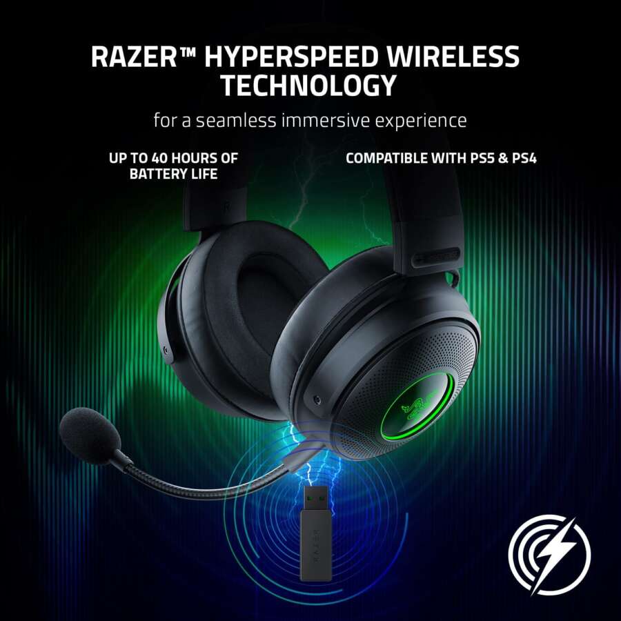 Razer Kraken V3 Pro HyperSense Wireless Gaming Headset w/Haptic Techno ...